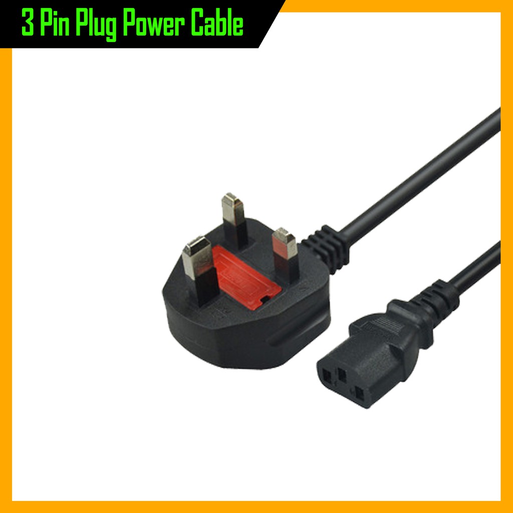 3 Pin Plug Power Cable for Desktop PC (Built In Fuse) | Shopee Malaysia