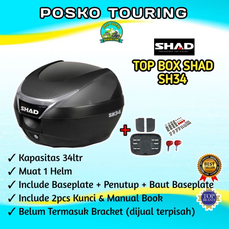 Top Box Shad SH34 | Touring motorbike Box | Shopee Malaysia