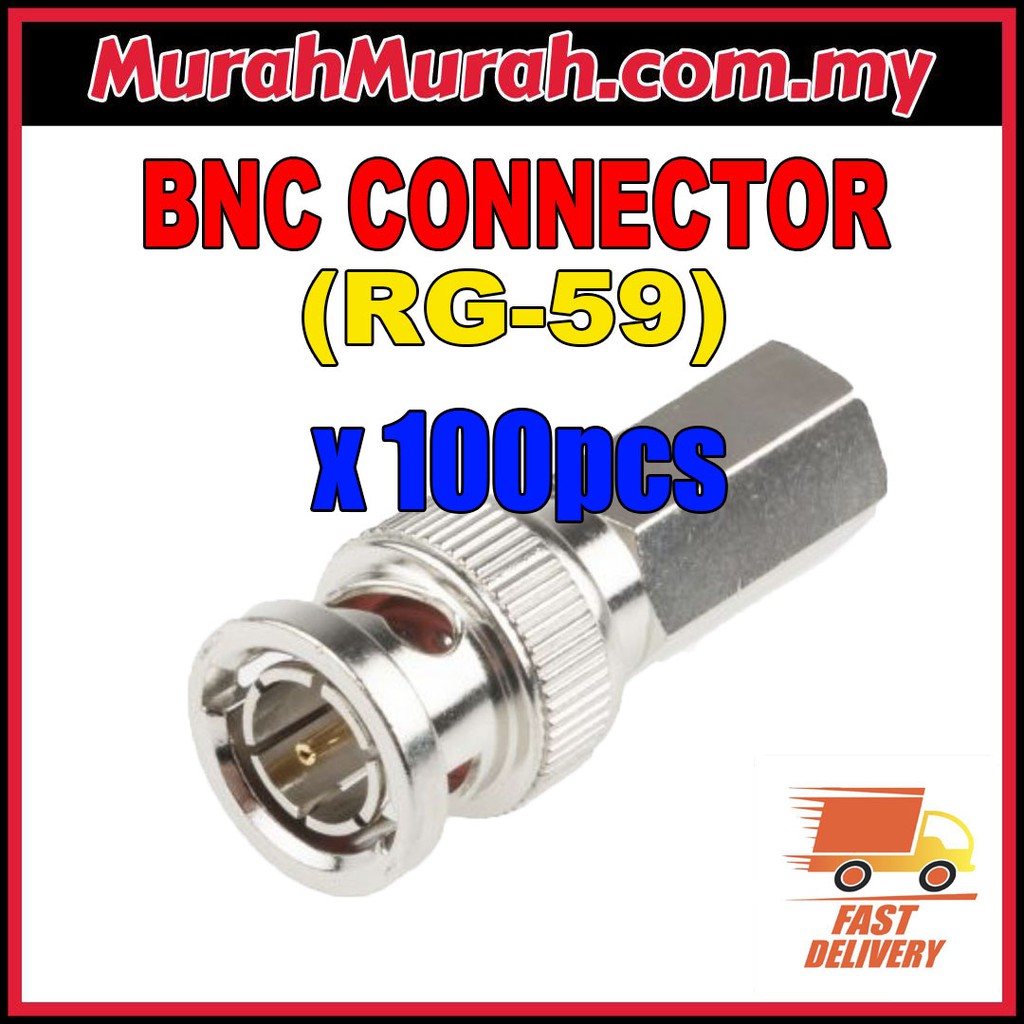 BNC RG59 Coaxial Connector RG-59 adaptor for CCTV Camera Use 100pcs ...