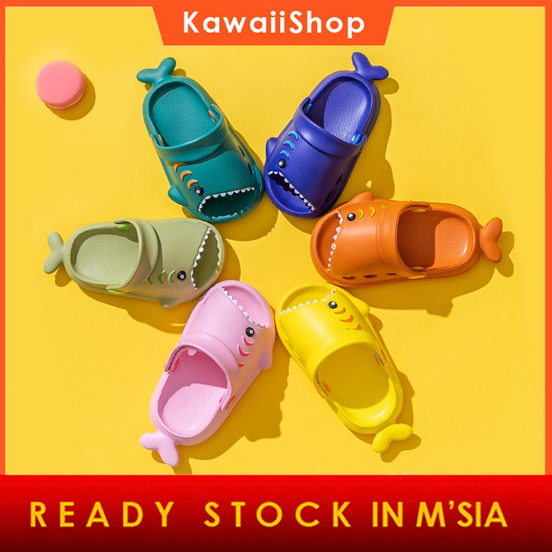 Kids Baby Shark Slipper Selipar Budak Non-Slip Croc Kawaiiwardrobe ...