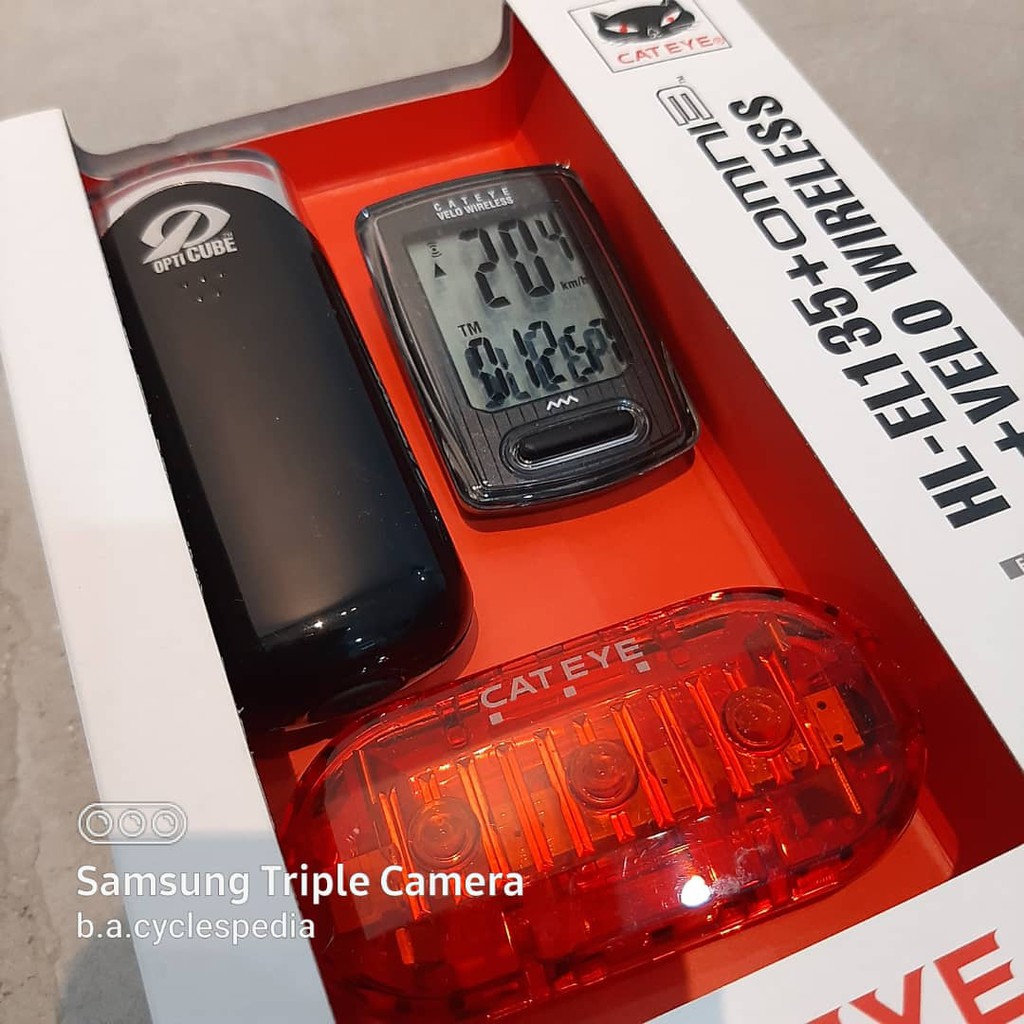 Cat Eye HL-EL135 Head Light + OMNI 3 Rear Light + Velo Wireless Cycle ...