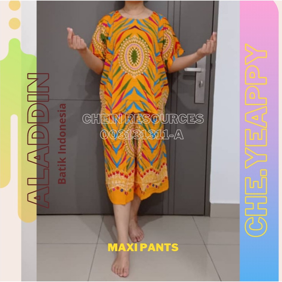 CHE.YEAPPY [ALADDIN] Women [BATIK PRINT] MAXI PANTS Short Sleeve Casual ...