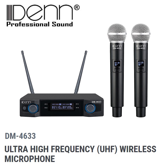 DENN DM-4633 Dual Channel UHF Wireless Microphone (2 Handheld) | Shopee ...
