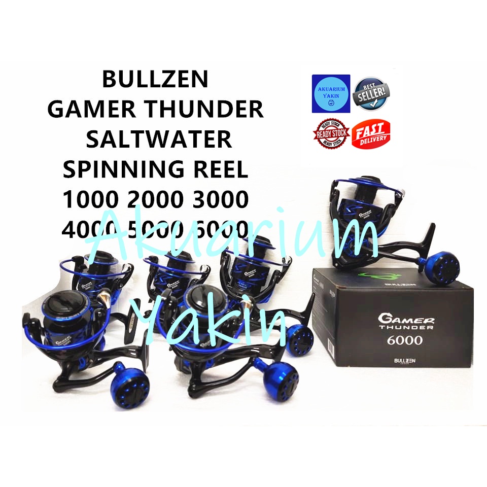 4077 BULLZEN GAMER THUNDER SALTWATER SW SPINNING REEL 1000 2000 3000 ...