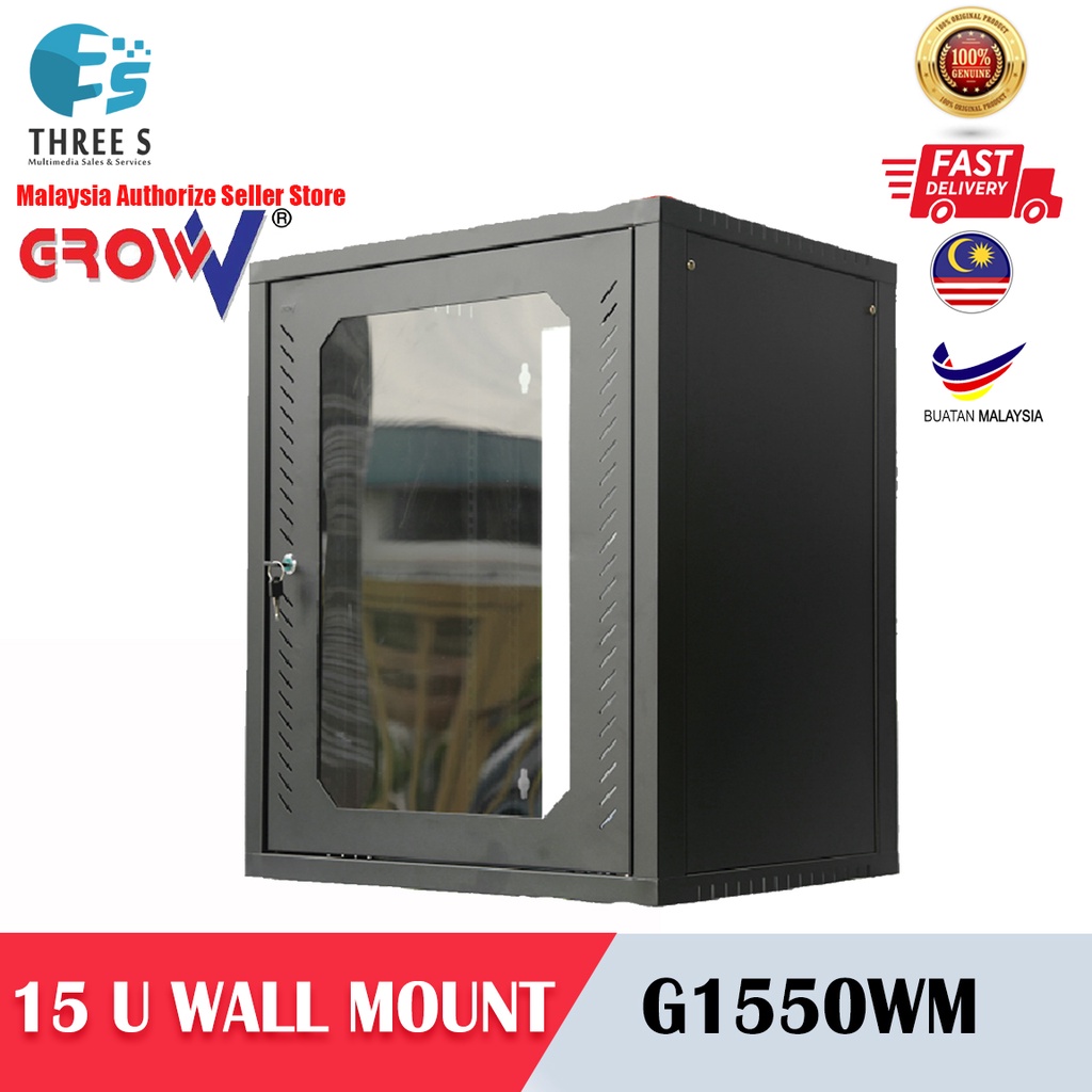 GrowV 15U Heavy Duty Equipment & Server Wall Mount Rack 740 X 610 X 510 ...