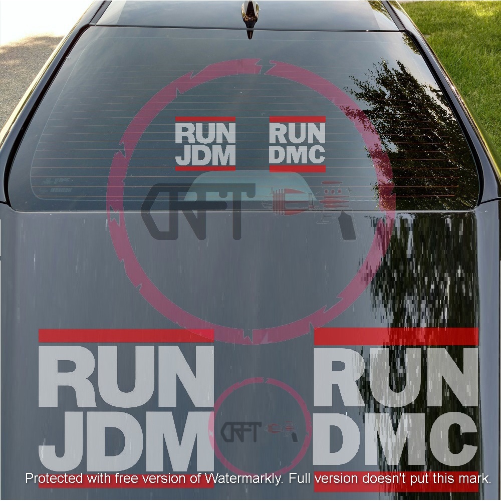 CFS317 RUN DMC RUN JDM Stiker Sticker Vinyl Decal Stripes Cermin Depan ...