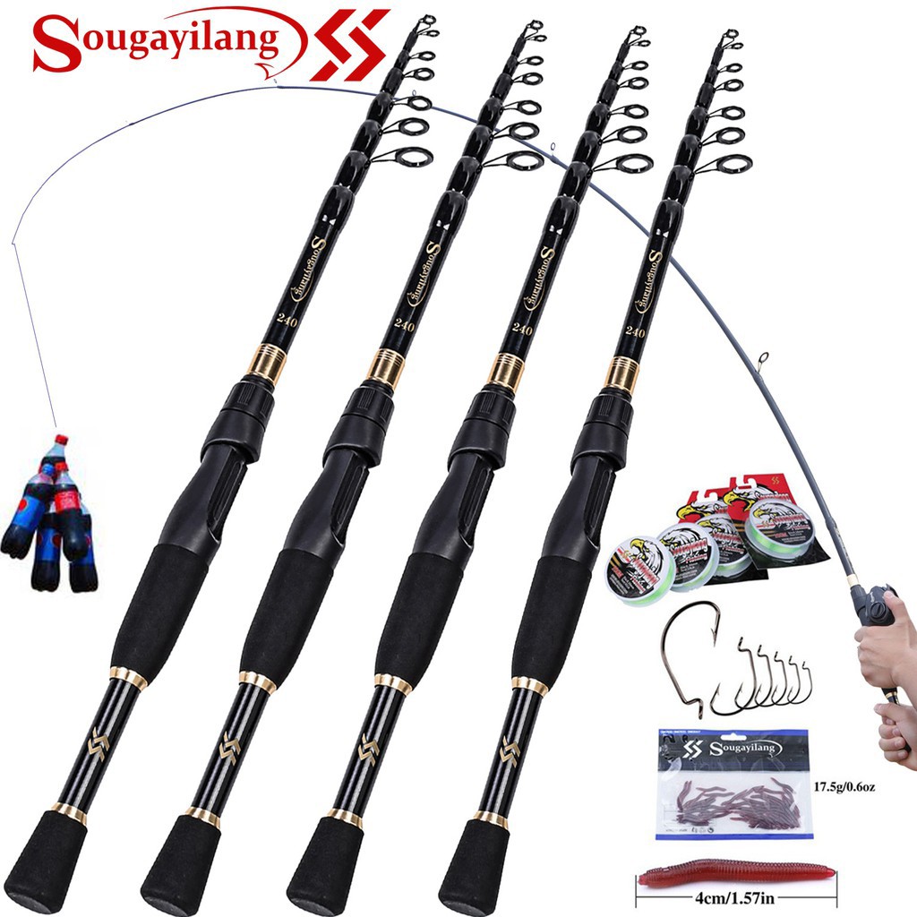 Sougayilang Casting/Spinning Telescopic Fishing Rod Ultralight Weight Carbon Fiber (1.8M/2.1M/2 ...