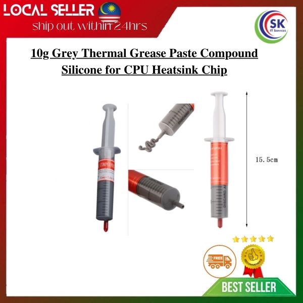 10g Grey Thermal Grease Paste Compound Silicone for CPU Heatsink Chip ...