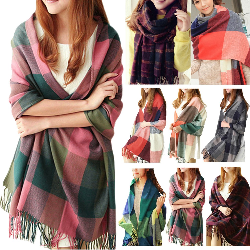 Winter Scarf Women Cashmere Warm Pashmina Foulard Female Scarves Wraps ...