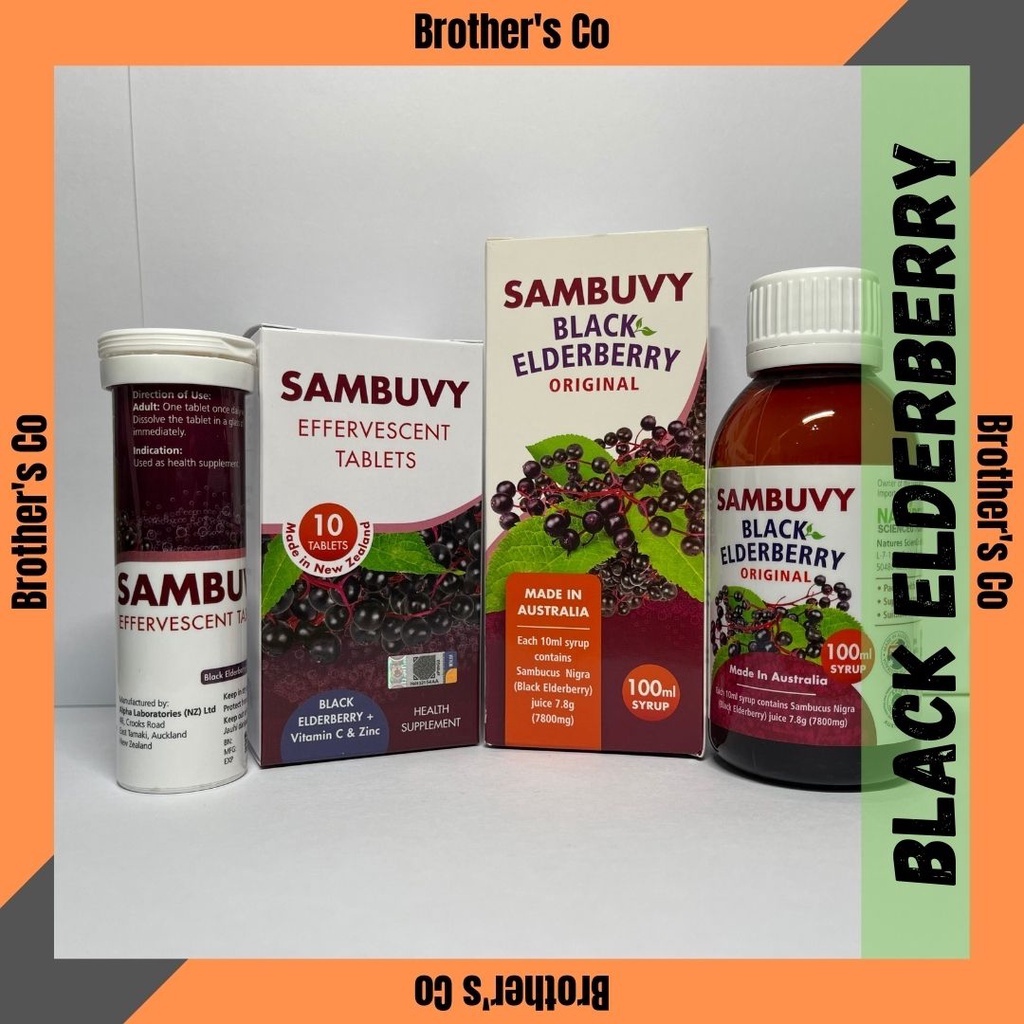 SAMBUVY ORIGINAL BLACK ELDERBERRY - SYRUP 100ML / EFFERVESCENT TABLETS ...