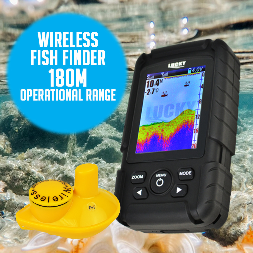 Lucky Rechargeable Colored LCD Fish Finder Locator Detector with 100m ...