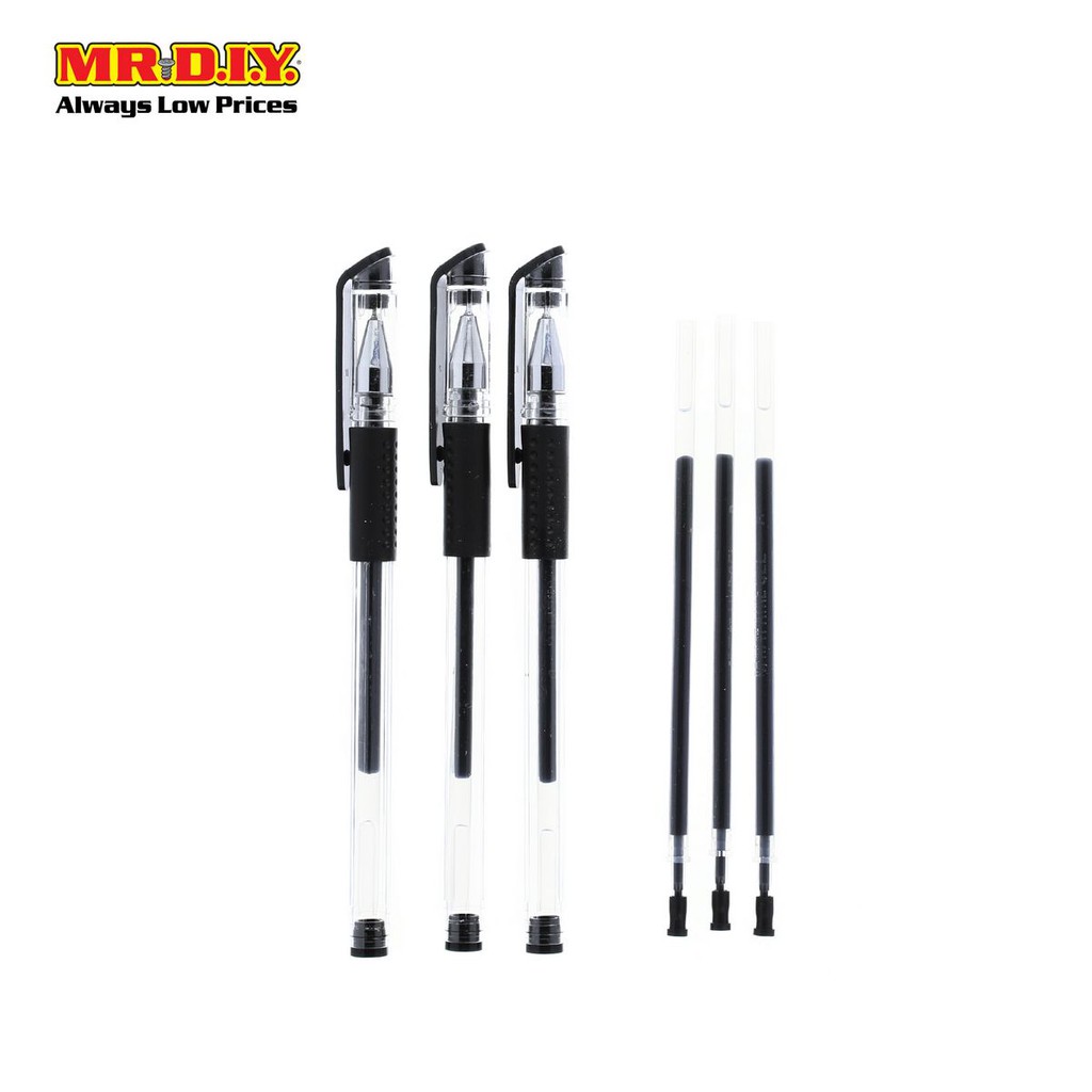 (MR.DIY) Bloma Black Gel Ink Pen 0.5mm (3+3 pcs) | Shopee Malaysia