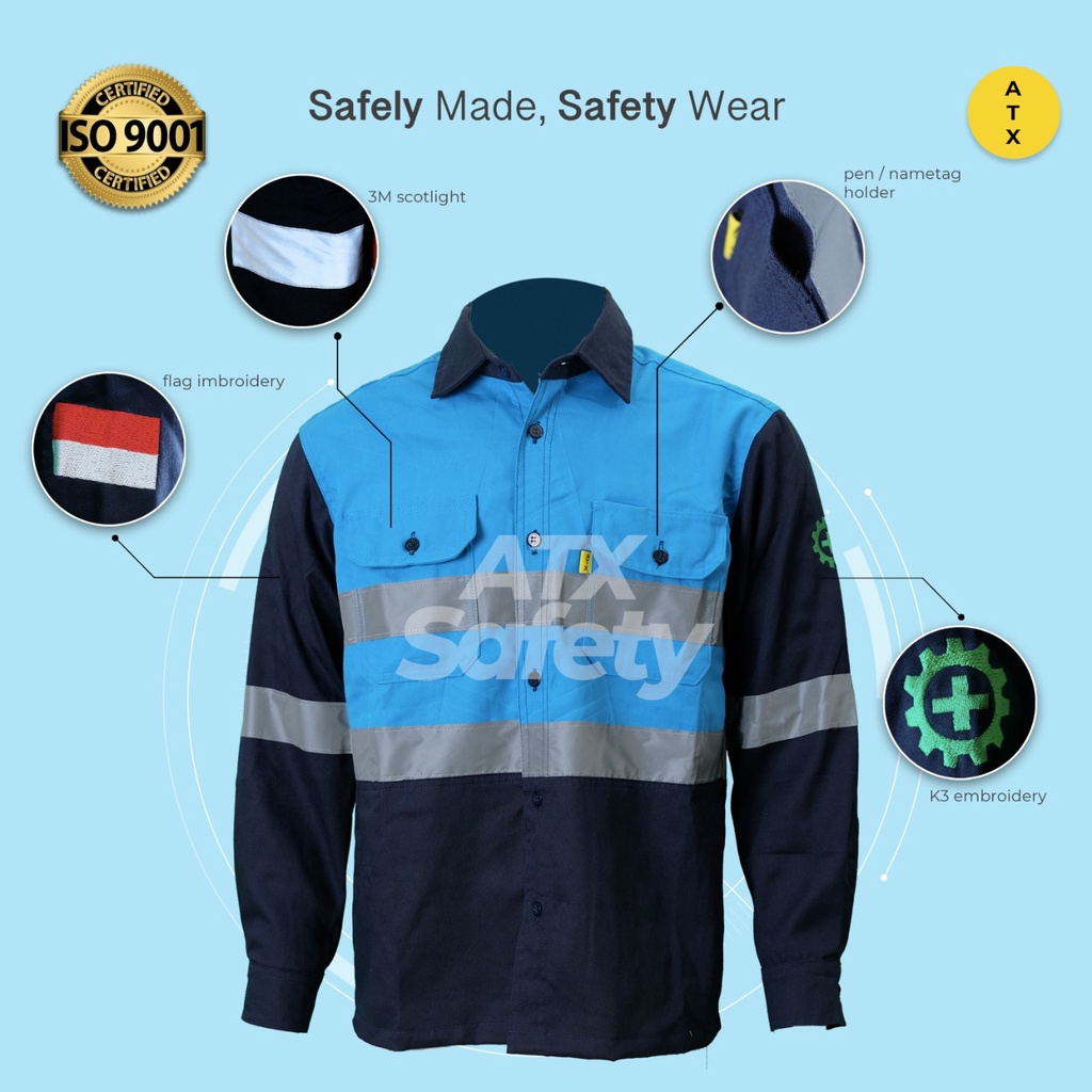 Wearpack Safety Long Sleeve Work Clothes Combination Blue PLN Navy ATX ...