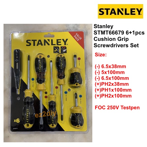 Stanley STMT66679 6pcs Cushion Grip™ Screwdrivers Set FREE Digital Test ...