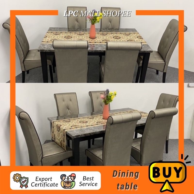 LPC MALL Kerusi Promo 02-Grey+M3660 Laminate Mable 1+6 Dining Set ...