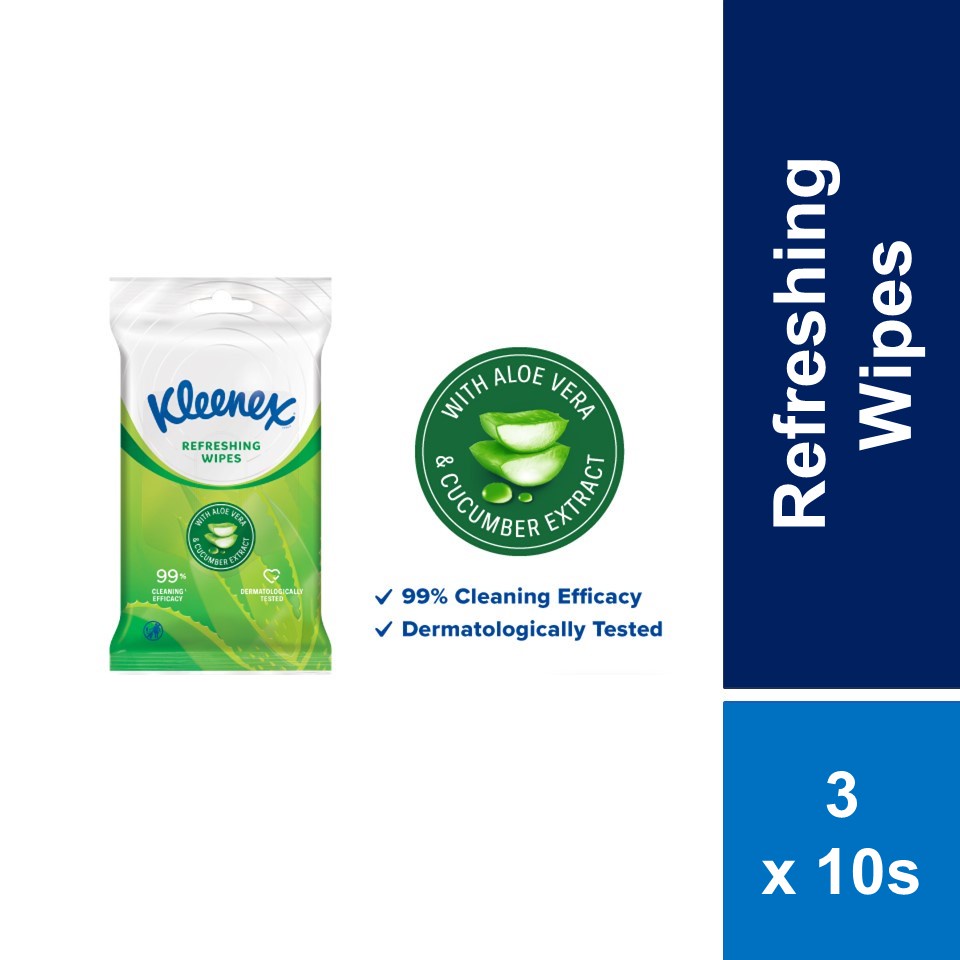 [Bundle of 3] Kleenex Hand & Face Refreshing Multipurpose Wet Wipes 10 ...