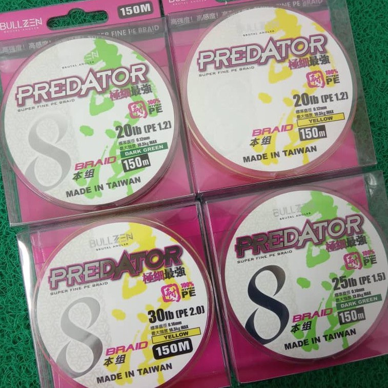 (JOM PANCING) 150M Bullzen Predator 8x Braid Made in Thailand (Yellow ...