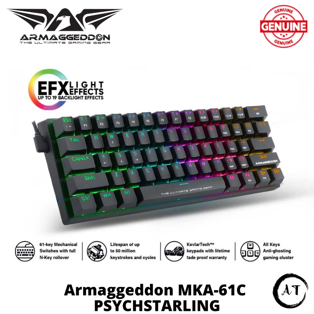 Armaggeddon MKA-61C Mechanical Gaming Keyboard blue switch Multi Colour ...