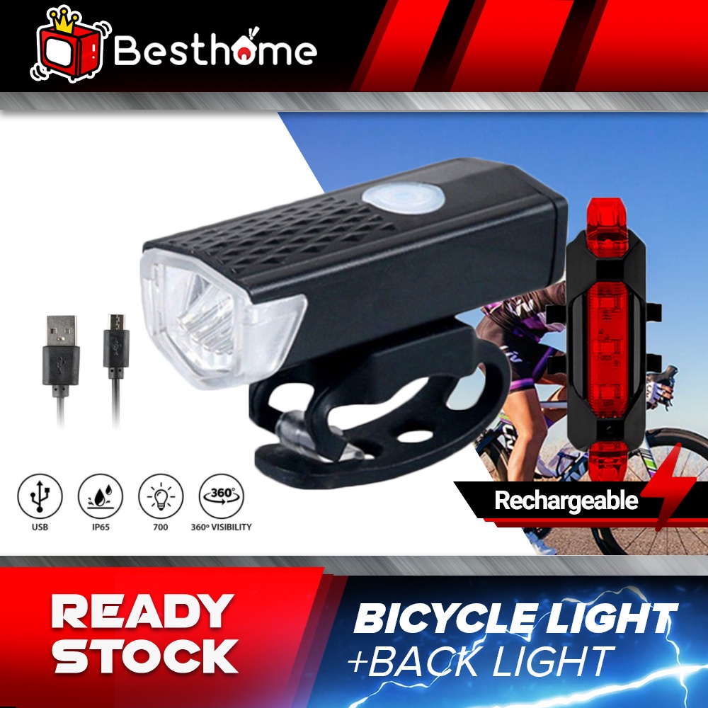 2 IN A SET Bike Bicycle Light USB LED Rechargeable Set Mountain Cycle ...