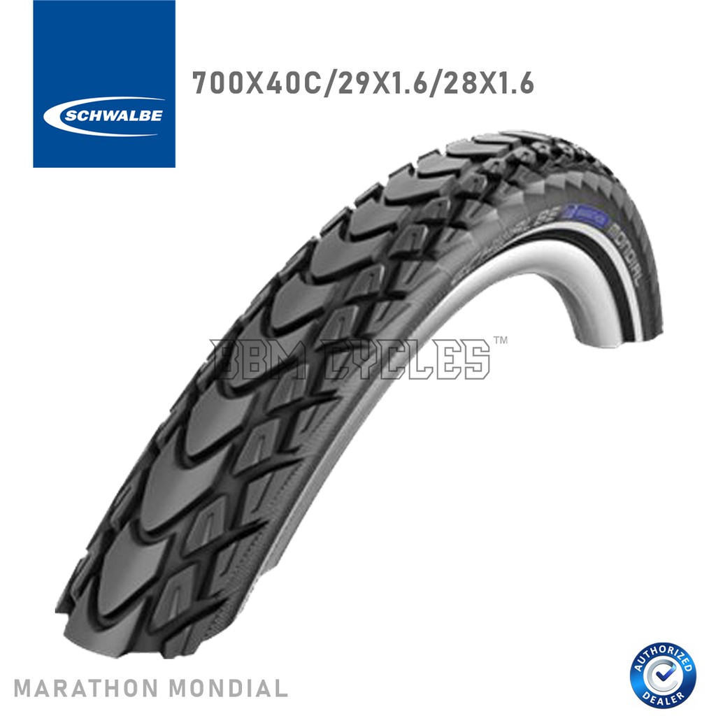 Schwalbe Marathon Mondial Tire 700x40 Wire Bead with Reflective ...