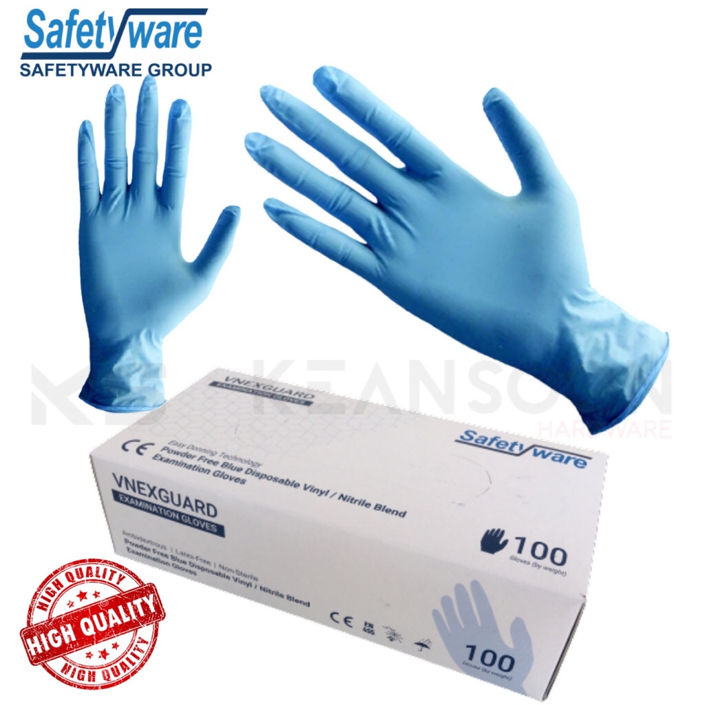 SAFETYWARE Powder Free BLUE Nitrile Exam Gloves Hand Protection I ...