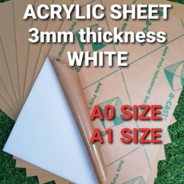 Kepingan Akrilik Warna Putih / Acrylic White Sheet A0 / A1 3Mm ...