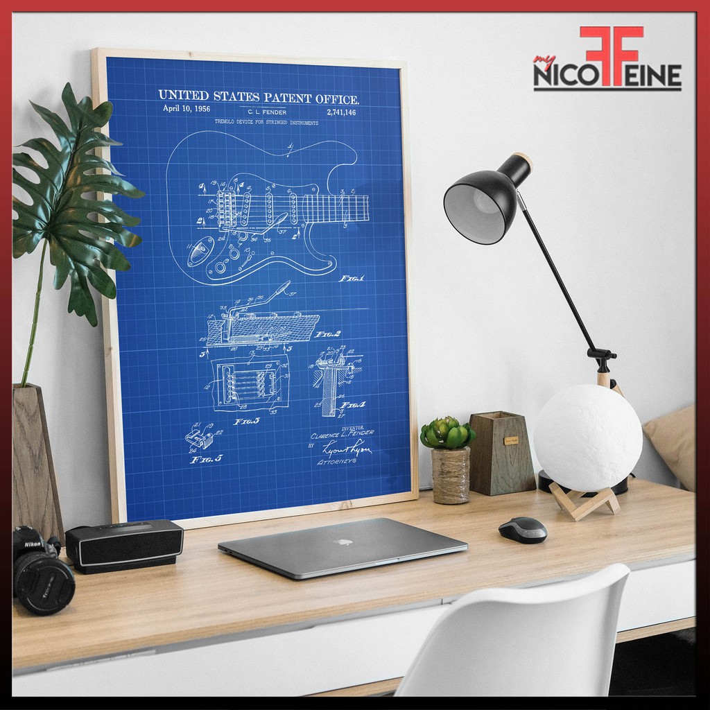 [Poster Only] Fender Guitar Patent Large Poster Print / Wall Art ...