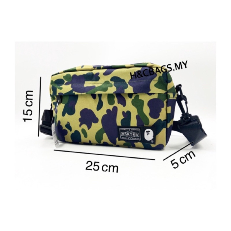 Porter B) BAPE A Bathing Ape Sling Bag Mini Nylon Sling Bag Chest Bag ...