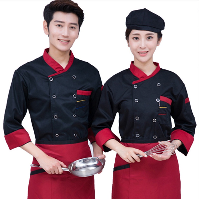 Ready Stock Chef Uniform Men and Women Long Sleeve Restaurant Kitchen ...