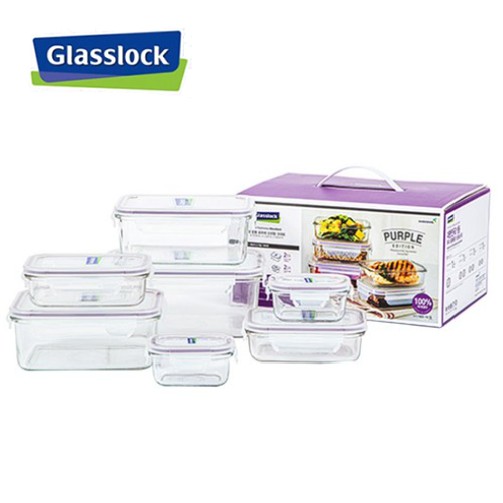 [Glasslock] Purple Edition Glass Airtight Container 7p Set | Shopee ...