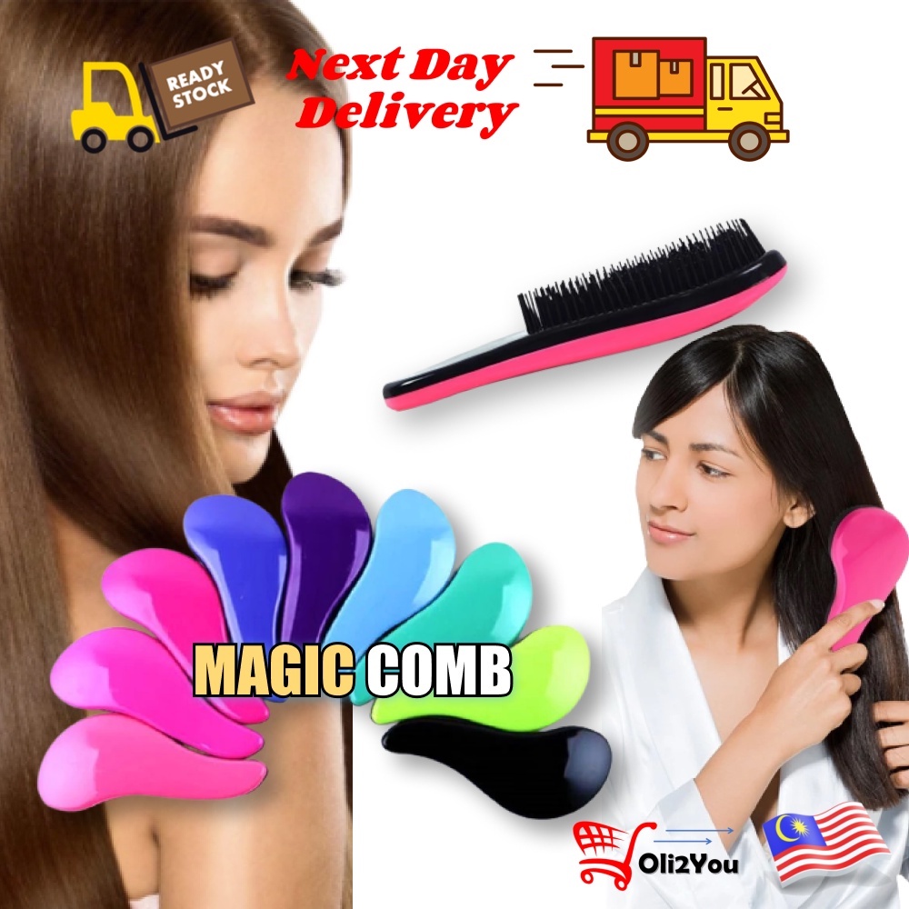 Magic Handle Comb Anti Static Massage Hair Brush Tangle Detangle Shower Massage Hairbrush Comb ...