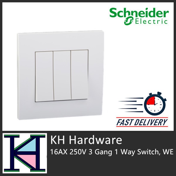 KH SCHNEIDER Electrical Vivace 16AX 250V 3 Gang 1 Way Switch (SIRIM Approval) | Shopee Malaysia