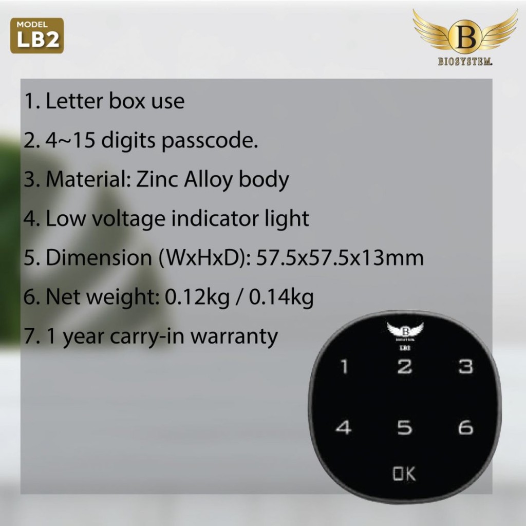 Biosystem LB2 Letter Box Lock | Shopee Malaysia