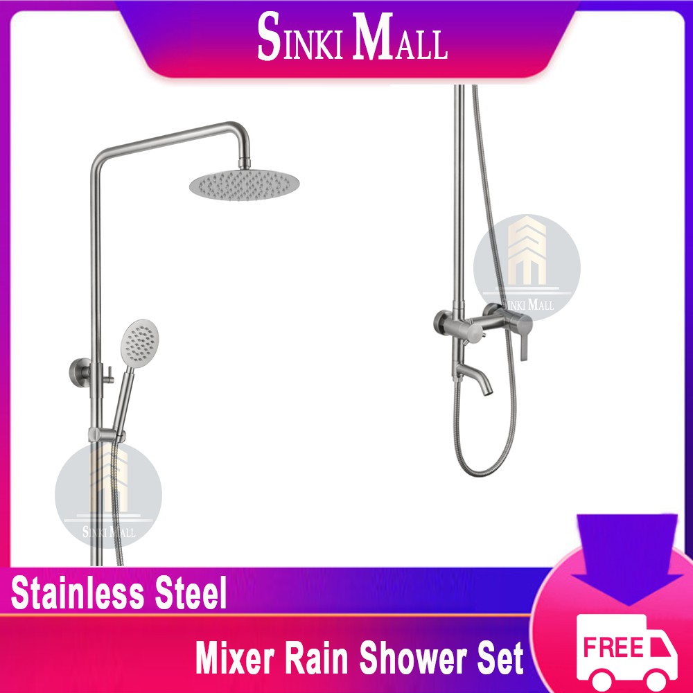 SUS304 Stainless Steel Shower Set with Bath Spout Mixer Tap ( Round ...