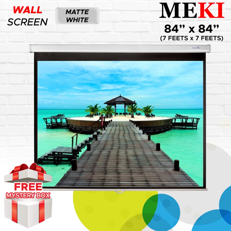 Meki High Quality Solid Size 84" x 84" (7x7 feets) Manual Wall Screen ...
