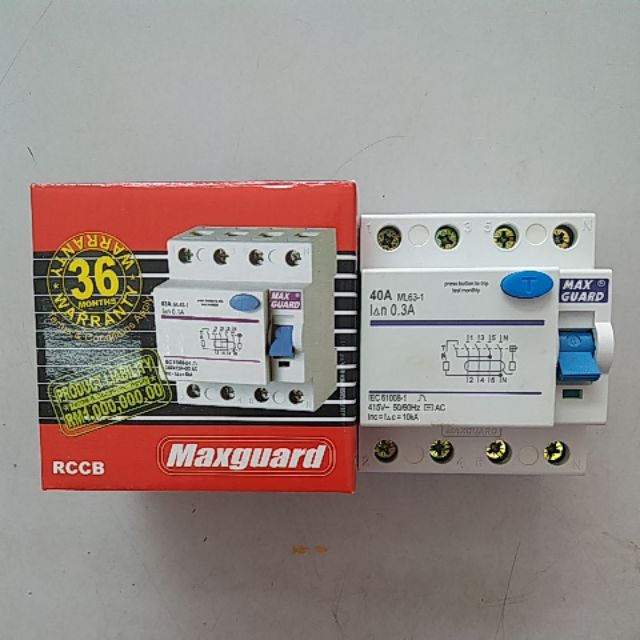 Maxguard ELCB 40A 4P 300mA Maxguard RCCB / Equivalent | Shopee Malaysia