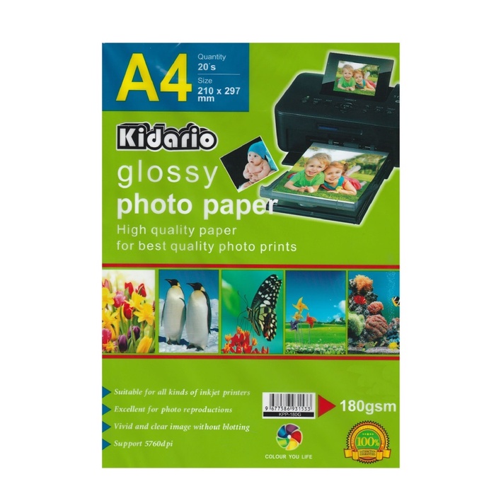 KIDARIO A4 Glossy Photo Paper A4 (20sheets/Pack) KPP-180G | Shopee Malaysia