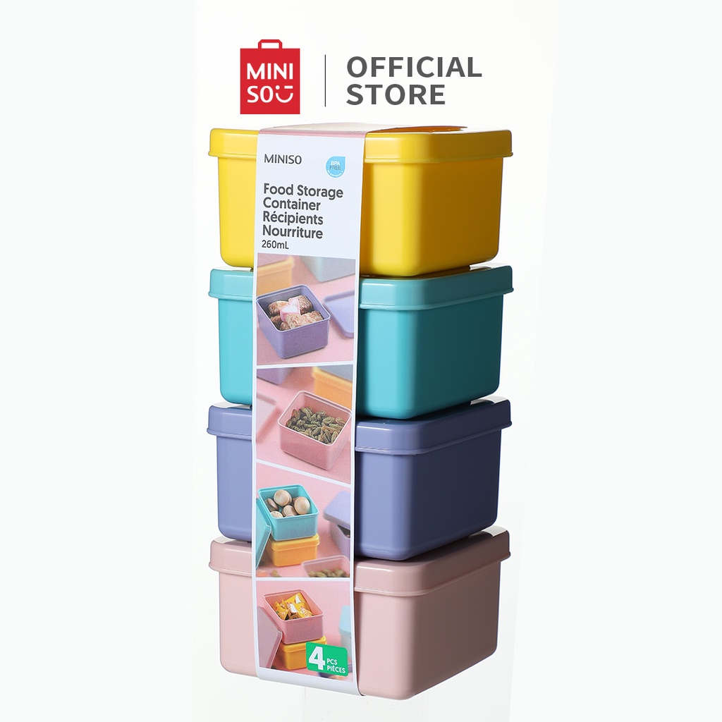 Miniso Lunch Box 4 Pieces 160ml / 260ml x4 Colorful Places Food Storage ...