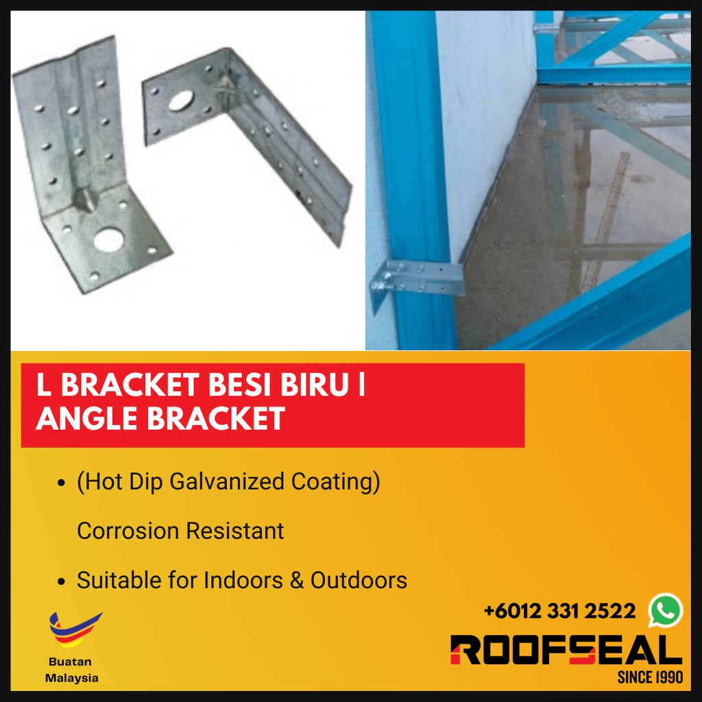 L Bracket Besi Biru | Angle Bracket | 2" X 4" L Bracket GI Galvanised ...