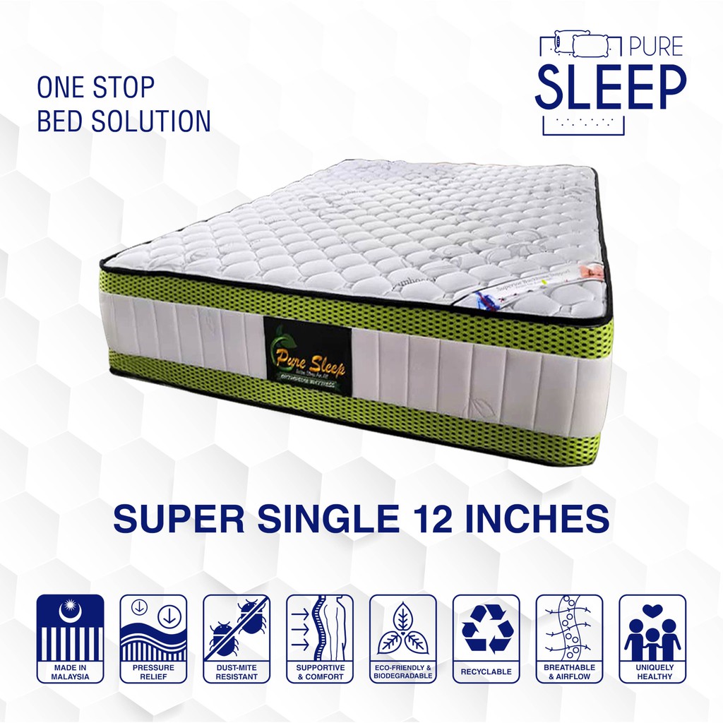 Pure Sleep Tilam Mattress Spring 12 inches Euro Top Foam Padding ...