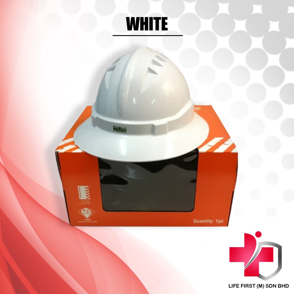 ADVANRIM Full Brim ABS Safety Helmet c/w Swivel Ratchet Webbing Harness ...