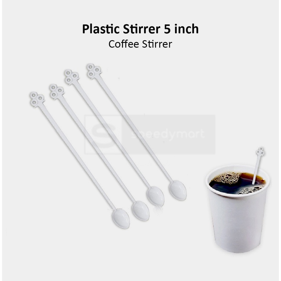 100pcs Disposable Plastic Stirrer - 5 inch / Mini Spoon / Coffee ...