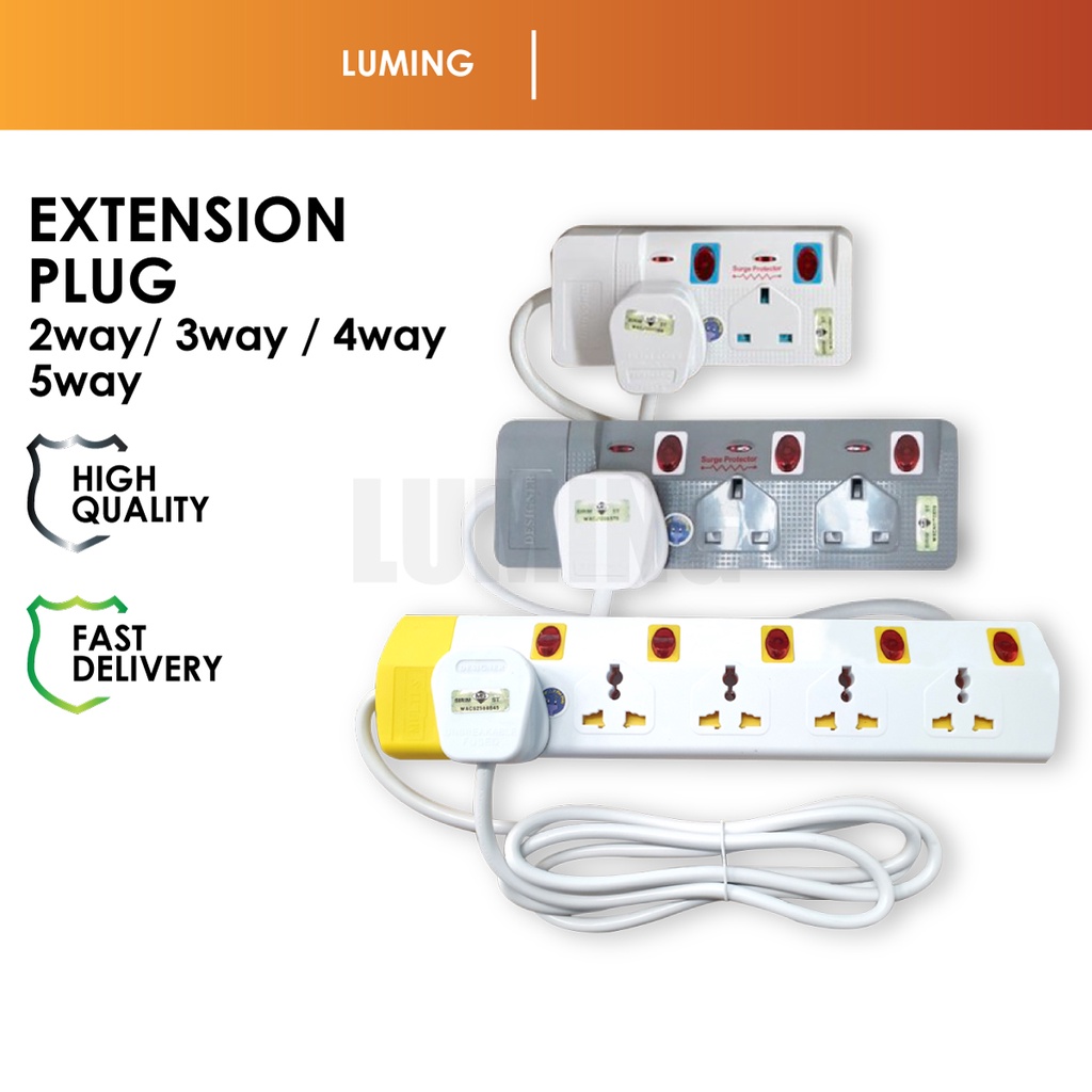 LMG_SIRIM 2M 5M Extension 3 Way Universal Plug Adapter w Neon Light ...