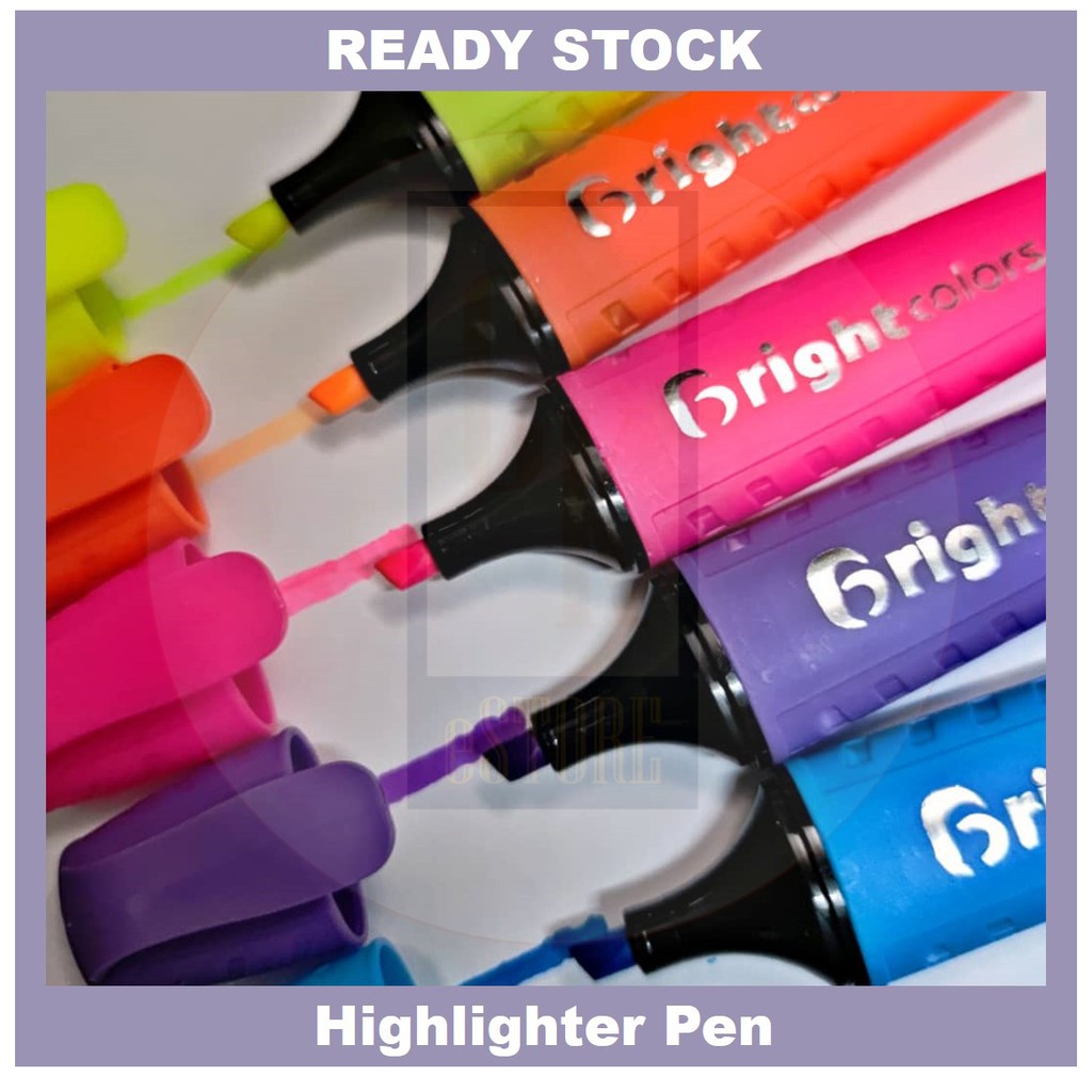 Pen Penanda Warna Terang 5 Warna Highlighter Pen Pelbagai Warna Tulisan ...