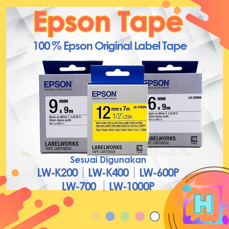 Epson Original LK Tapes Label Sticker Suitable use for LW-K200 LW-K400 ...