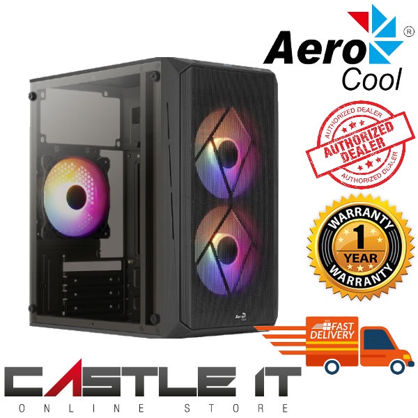 Aerocool CS-107 MINI TOWER Micro-ATX Casing With 3 FRGB Fans Included ...