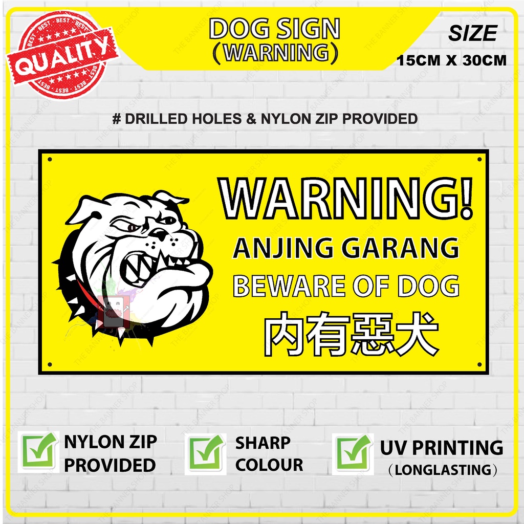 WARNING Dog Sign, Awas Anjing Garang (Beware of Dogs Sign） | Shopee ...