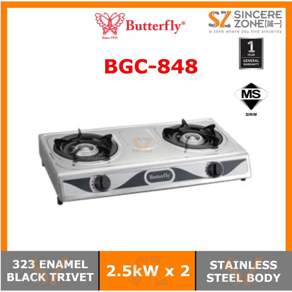 BUTTERFLY BGC-848 2 BURNER STAINLESS STEEL GAS STOVE | Shopee Malaysia