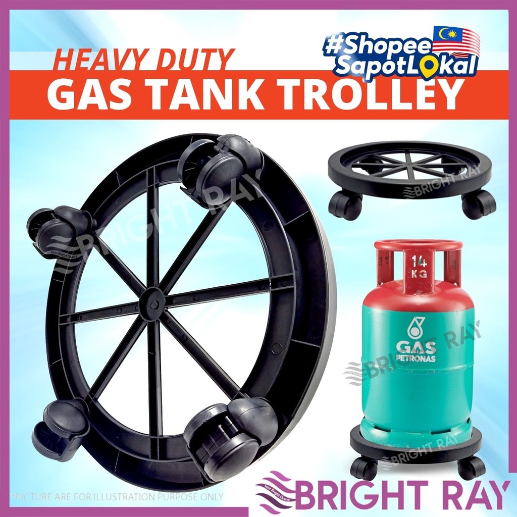 4 RODA-PVC Round Gas Stand Roller With Wheels Kaki Roda Tong Gas Roller ...