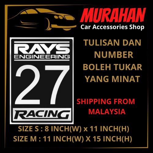RAYS ENGINEERING RACING RACE NUMBER CAR STICKER SIDE DOOR MYVI CITY ...